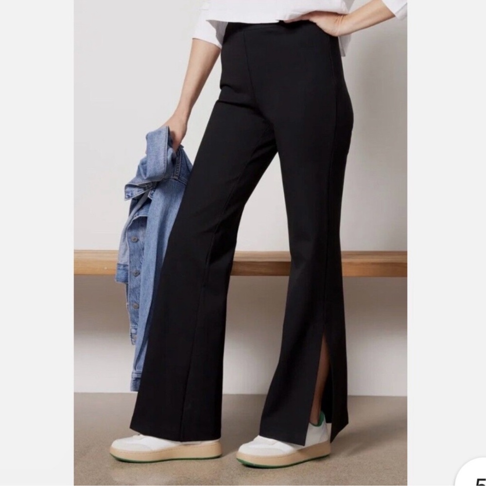 Spanx The Perfect Double Slit Flare Black Petite Pants - Gem